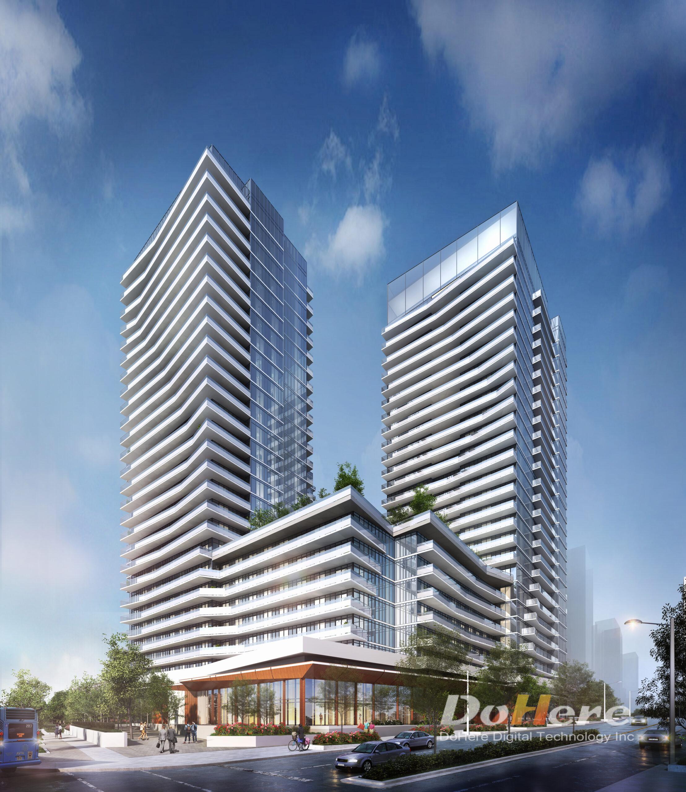 High Rise Architectural Rendering 3D Exterior Digital Illustration