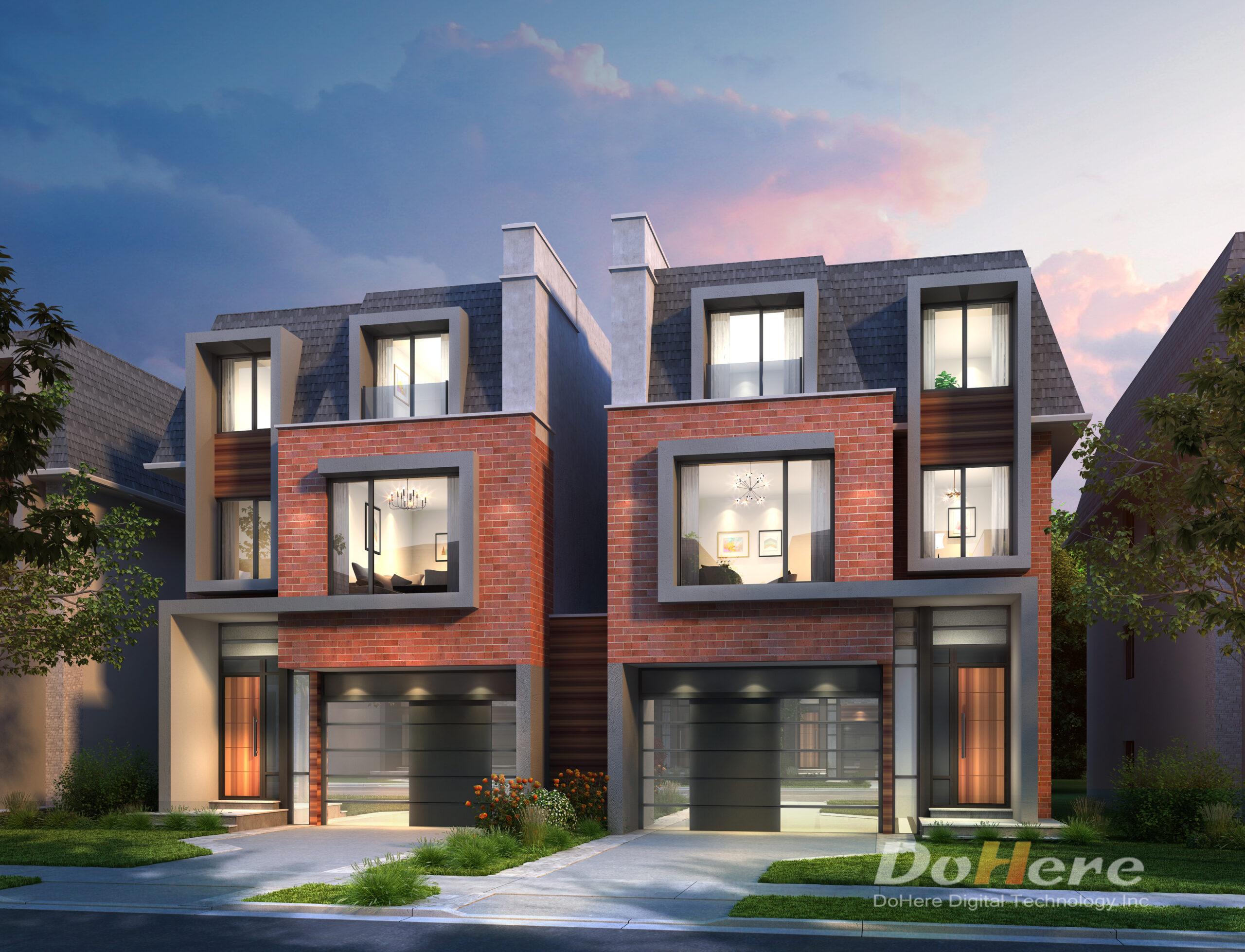 Detached houses and Townhomes | Architectural Renderings 3D Digital ...