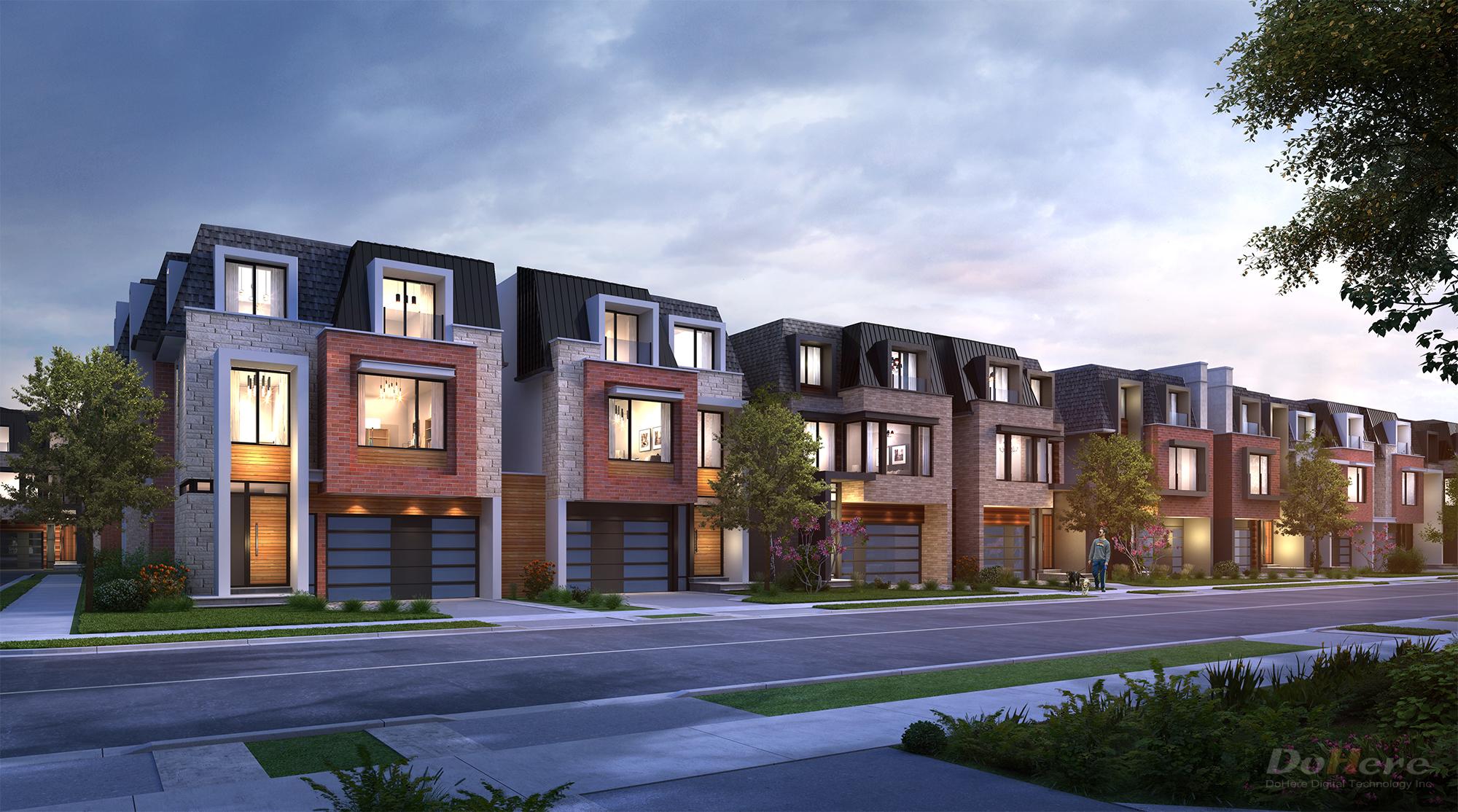 Detached houses and Townhomes | Architectural Renderings 3D Digital ...